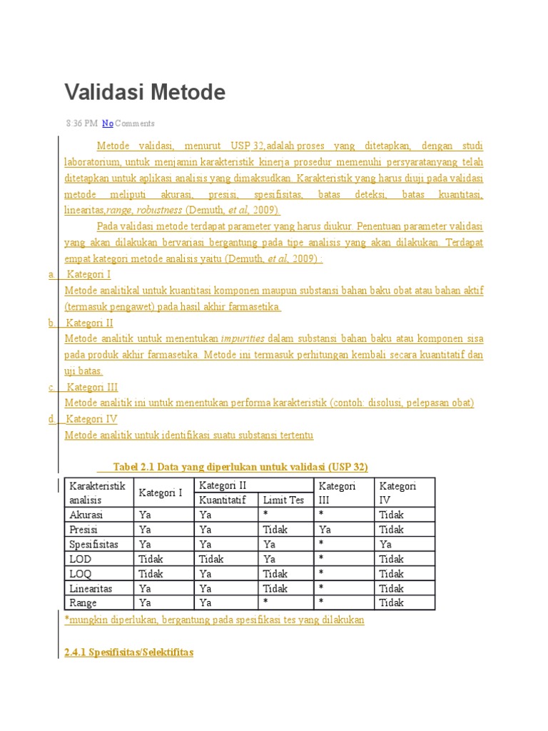 Validasi Metode | PDF