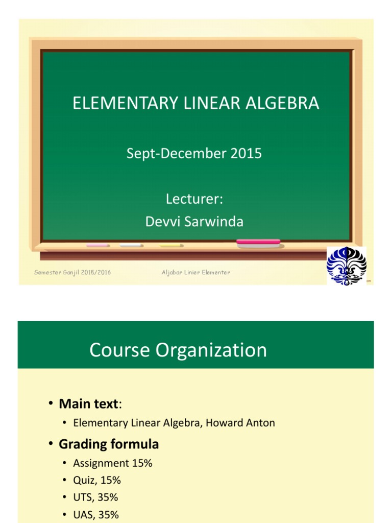 Elementary Linear Algebra Course Guide | PDF | Matrix (Mathematics ...