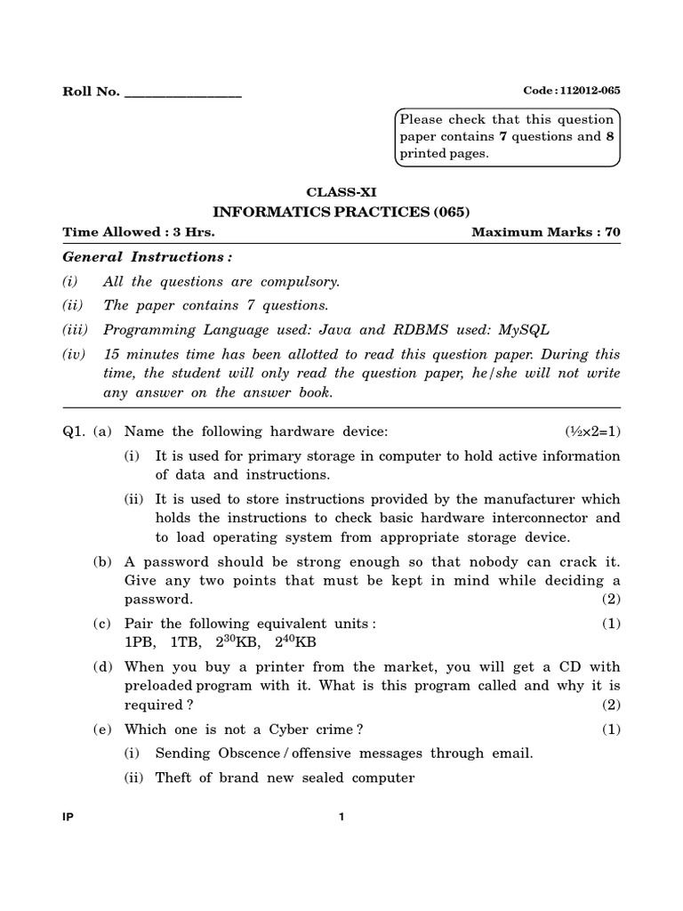 66 Informatics Practice | PDF | Integer (Computer Science) | Computer Data