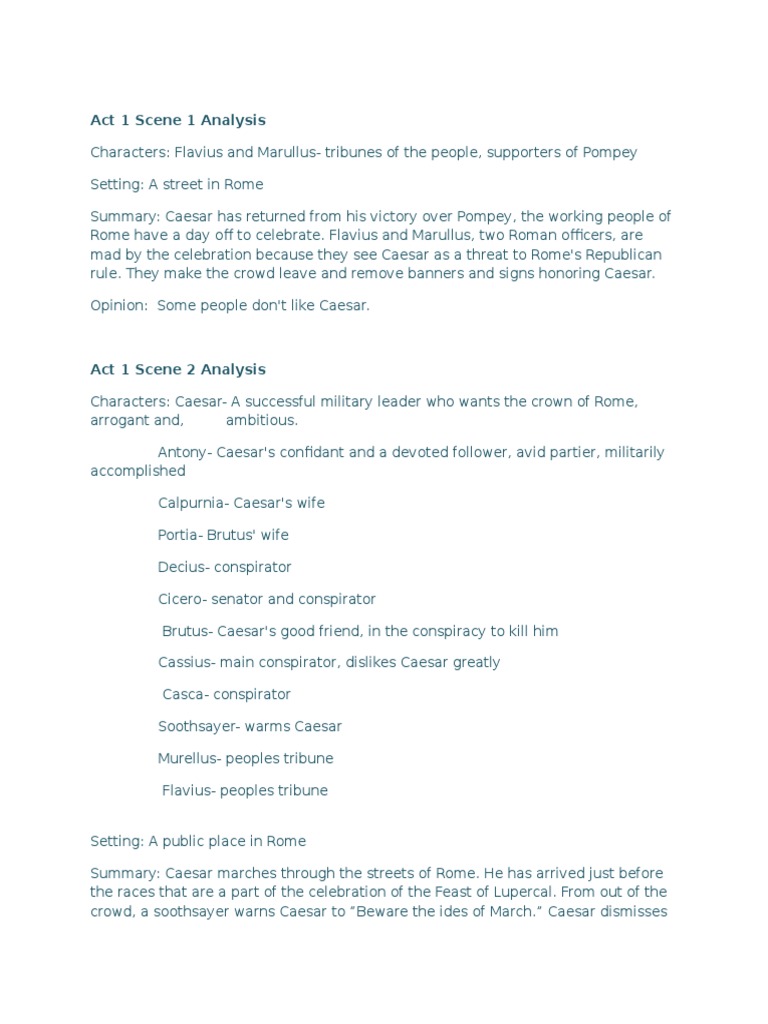 Julius Caesar Analysis | PDF | Marcus Junius Brutus The Younger | Mark ...
