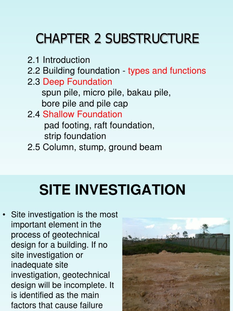 CHAPTER 1 Substructure PDF | PDF | Deep Foundation | Drilling Rig