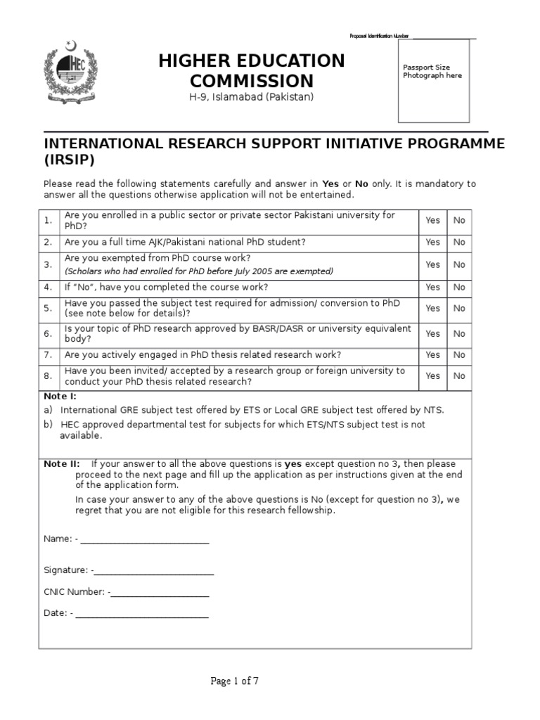 Irsip Aplication Form Revised For July 2012 To Onward | PDF | Doctor Of ...