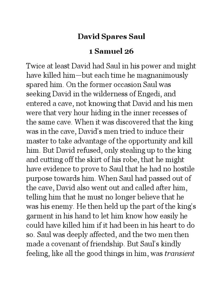 David Spares Saul | PDF | David | Saul