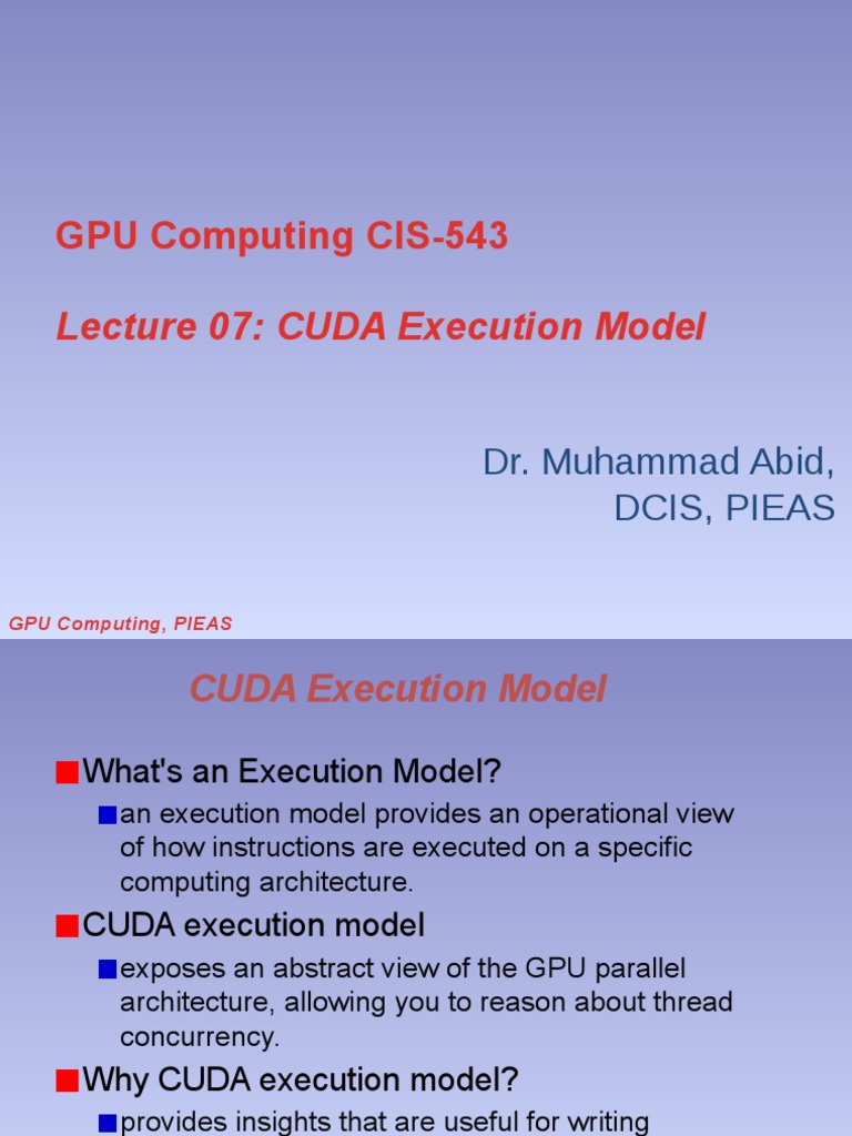 CUDA Execution Model | PDF | Thread (Computing) | Computing Infrastructure