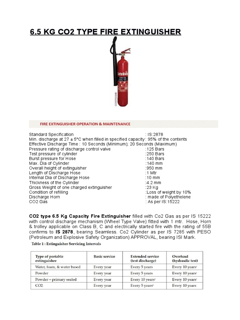 CO2 6.5 KG Fire Extinguisher | PDF | Equipment | Gas Technologies