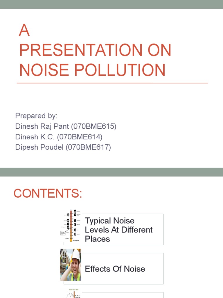 A Presentation On Noise Pollution | PDF | Noise | Sound