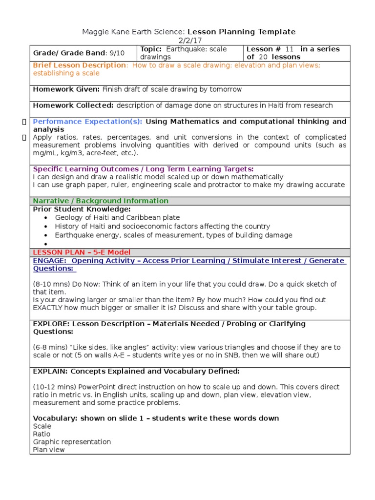 NGSS Earthquake Scale Drawing Lesson | PDF | Lesson Plan | Measurement