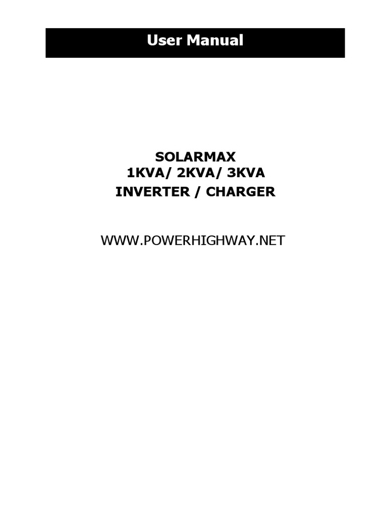 User Manual: Solarmax 1kva/ 2kva/ 3kva Inverter / Charger | PDF ...