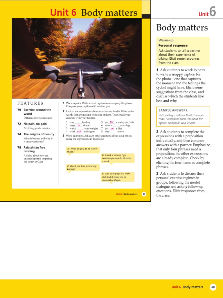 Life AmE Unit 6 Body Matters1 | PDF | Phrase | Object (Grammar)