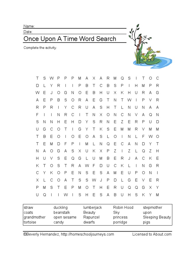 Once Upon A Time Word Search: Complete The Activity | PDF