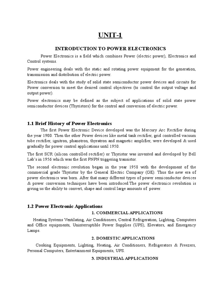 U1 l1 Introduction To Power Electronics | PDF | Diode | Power Electronics