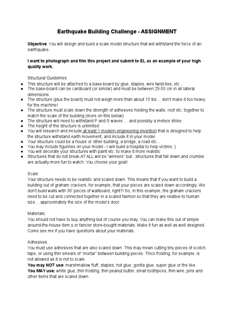 Earthquake Building Challenge - ASSIGNMENT | PDF | Seismology | Earthquakes