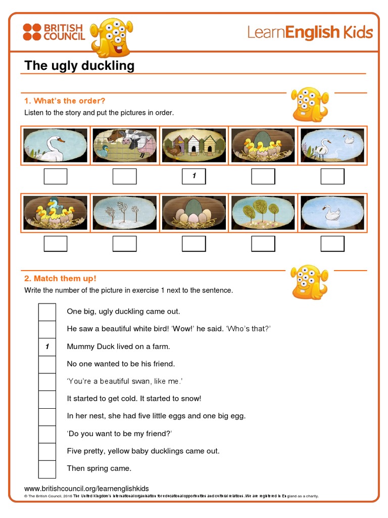 Story Time The Ugly Duckling Worksheet | PDF | The Ugly Duckling | Duck