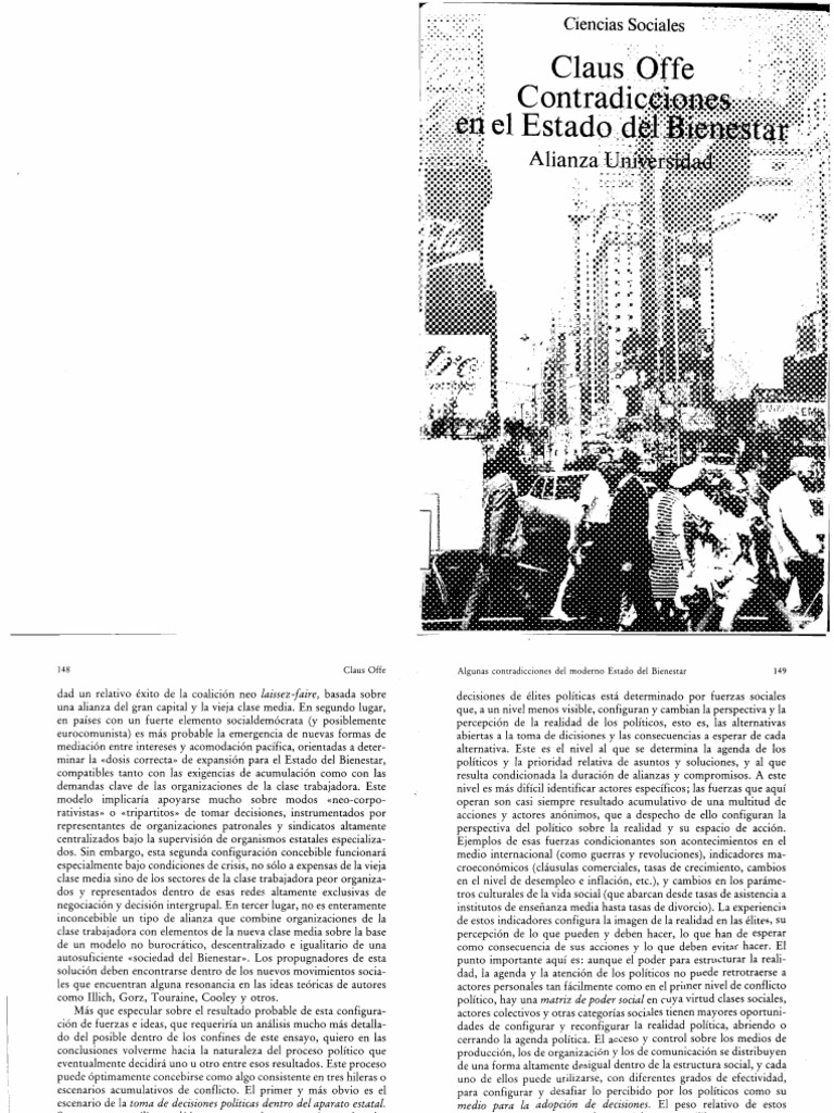 Claus Offe Contradicciones en El Estado Del Bienestar PDF | PDF