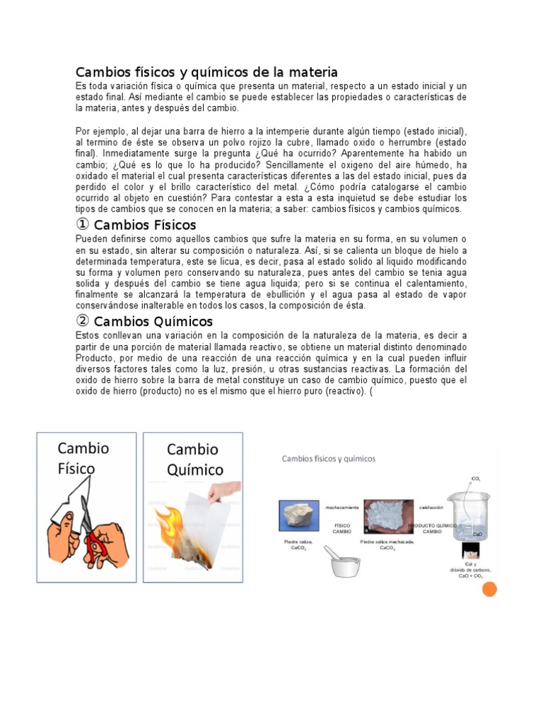 Cambios Físicos y Químicos de La Materia | PDF
