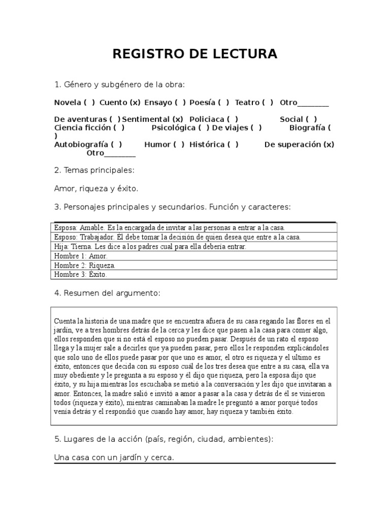 Reporte de Lectura Del Cuento | PDF | Cuentos | Amor