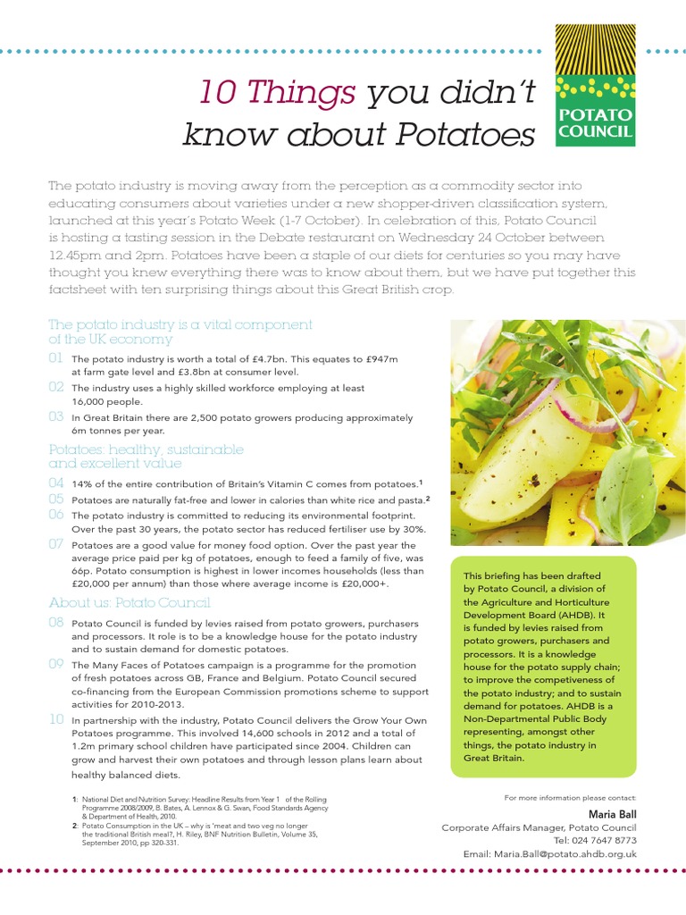 10 Surprising Facts About Potatoes | PDF | Potato | United Kingdom
