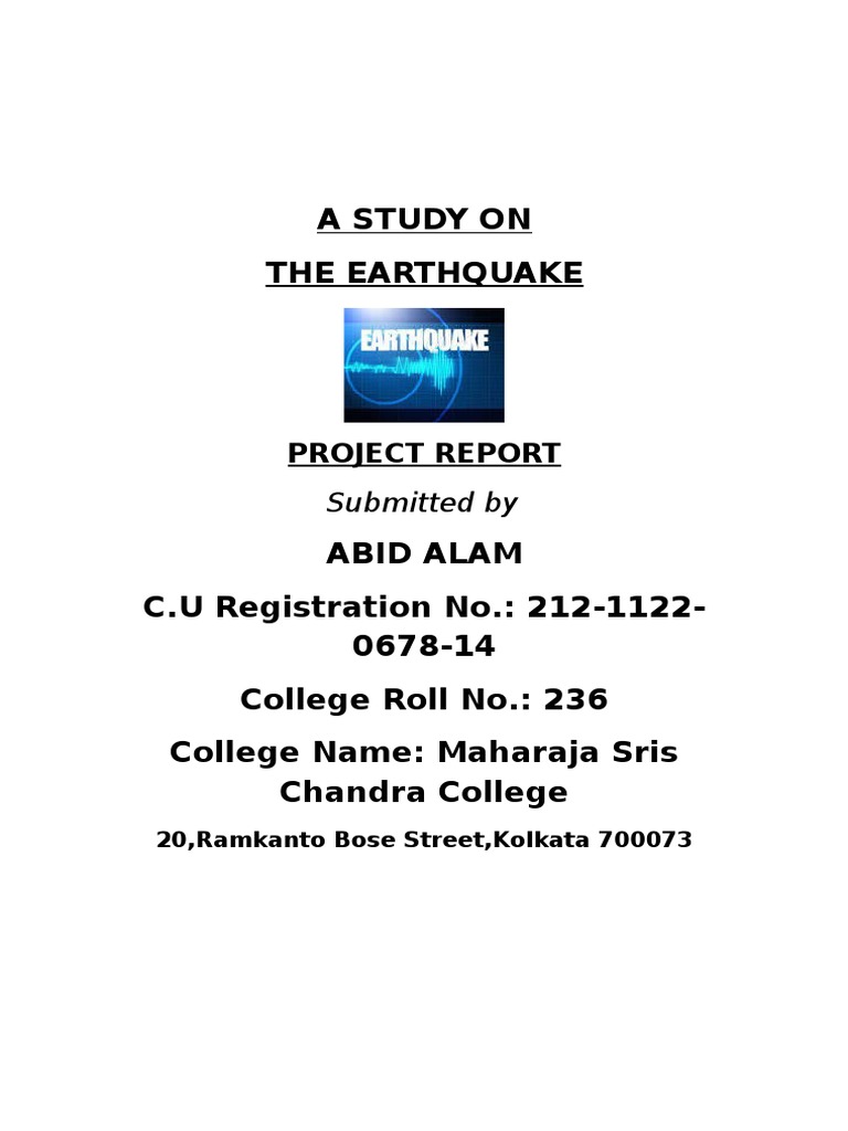 Earthquake Project Report by Abid Alam | PDF