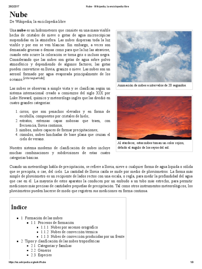 Las Nubes | PDF | Nube | Nubes, Niebla Y Precipitaciones