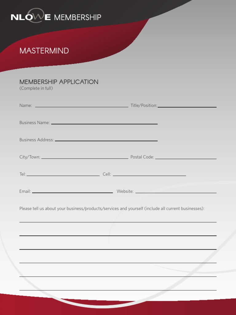 Mastermind Membership Application | PDF | Confidentiality | Privacy