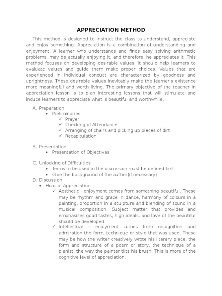 Appreciation Method | PDF | Paintings | Aesthetics