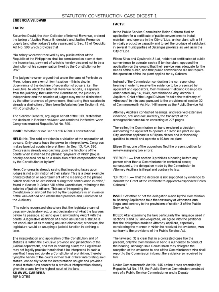 Statcon Case Digest Part 1 | PDF | Deposition (Law) | Judiciaries