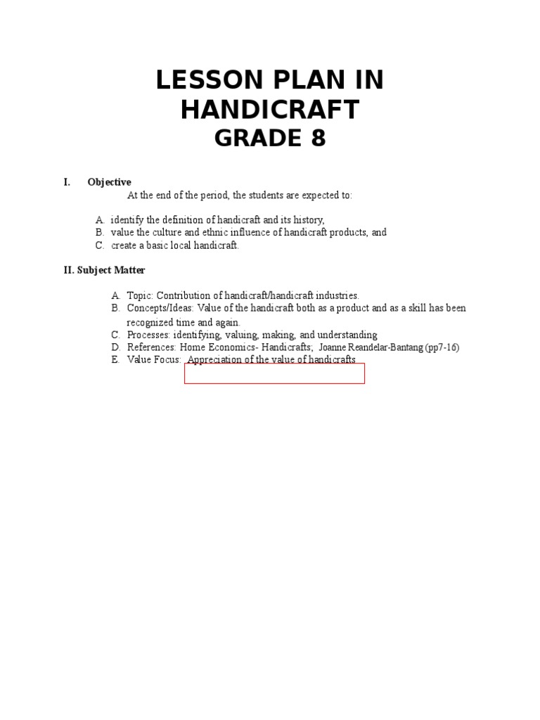 Exploring Local Culture and History Through Handicrafts: A Lesson Plan ...
