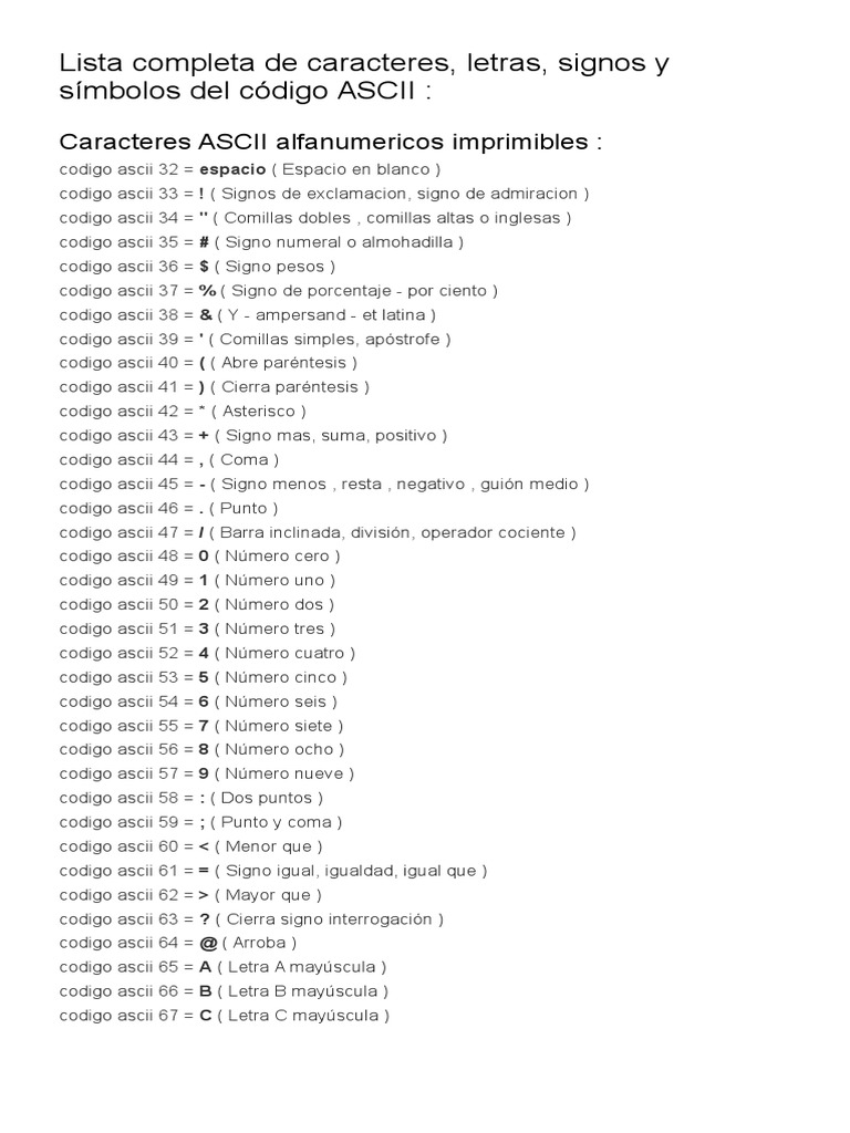 Codigo Ascci | PDF | Comillas | Ascii