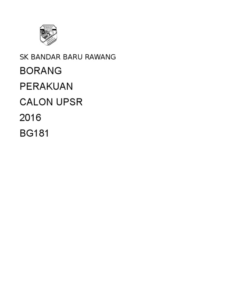 Cover Borang Perakuan Calon 2016 | PDF
