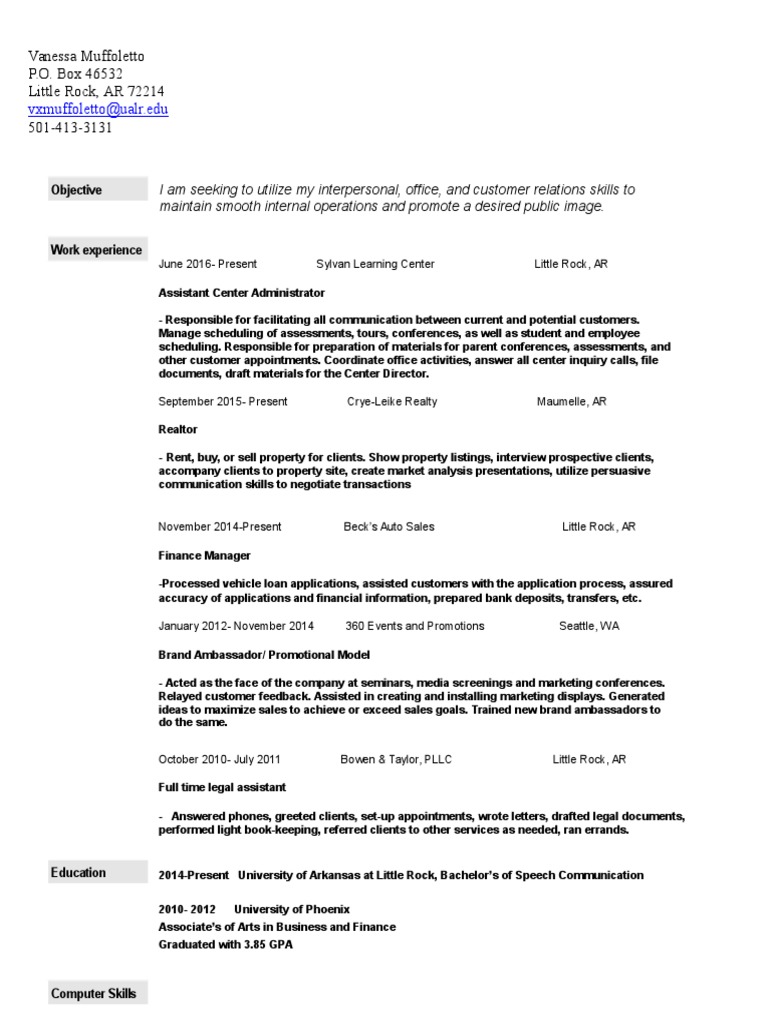 Vanessa Muffoletto Resume | PDF | Sales | Customer Relationship Management