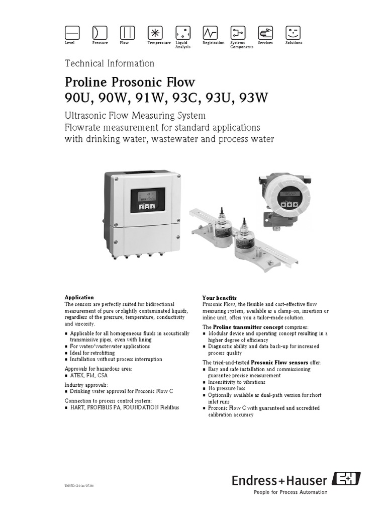 Proline Prosonic Flow 90U, 90W, 91W, 93C, 93U, 93W: Technical ...