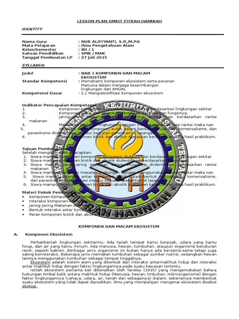 Lesson Plan Ipa Kls 12 Sem1 - Ok | PDF