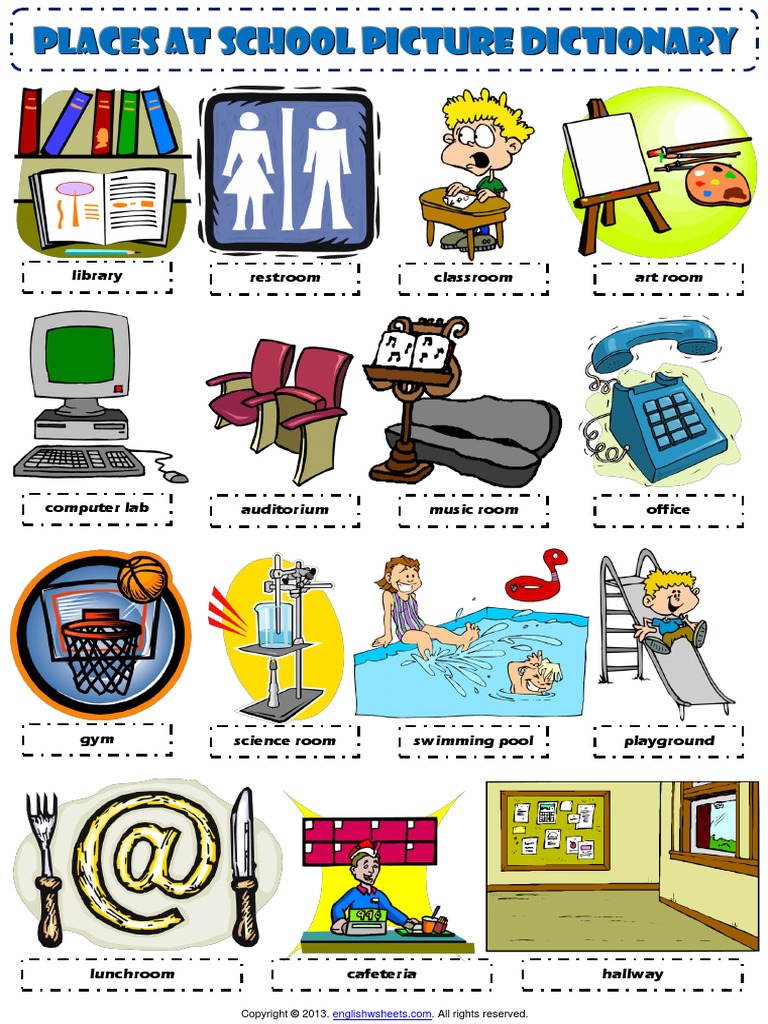 Places at School Pictionary Poster Vocabulary Worksheet PDF | PDF ...