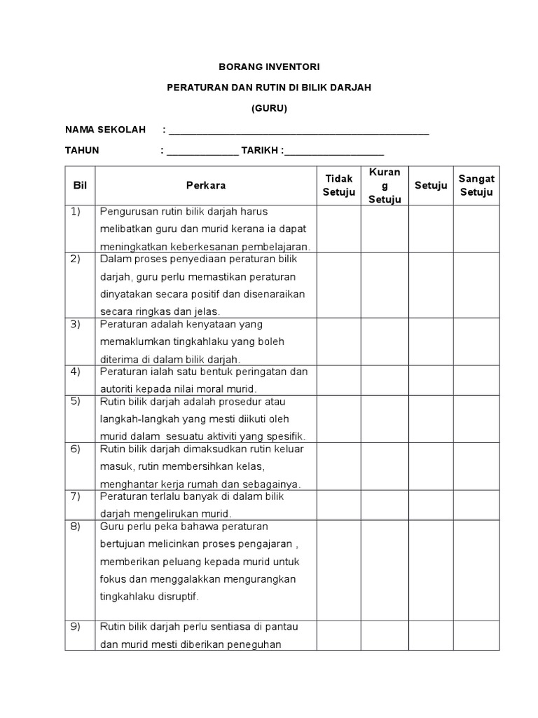 Borang Inventori 1 | PDF