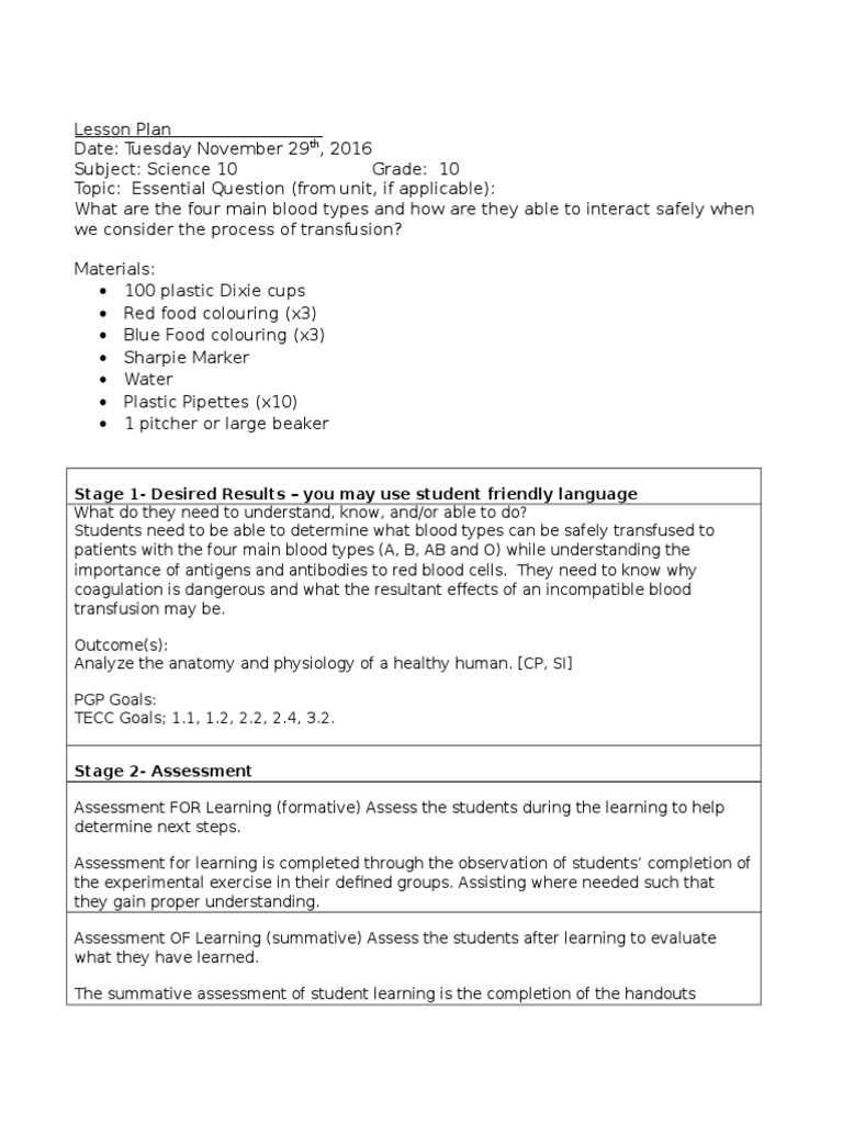 Science 10 - Blood Typing Lesson | PDF | Blood Type | Blood Transfusion