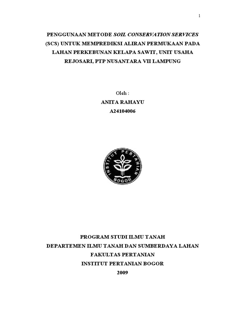 Penggunaan Metode Soil Conservation Services Scs Pdf
