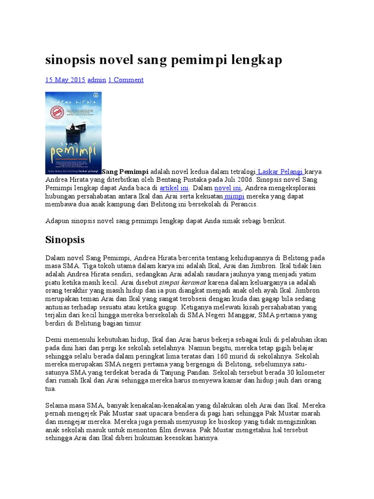 Sinopsis Novel Sang Pemimpi Lengkap | PDF