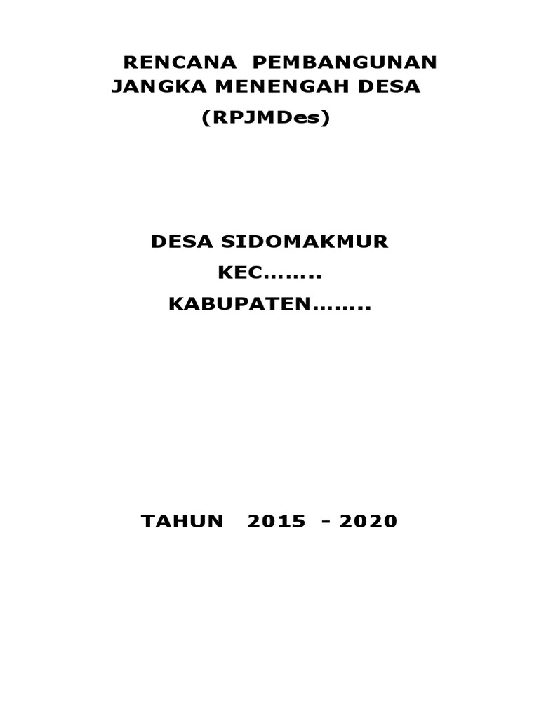 Dokumen Rpjmdes Word | PDF