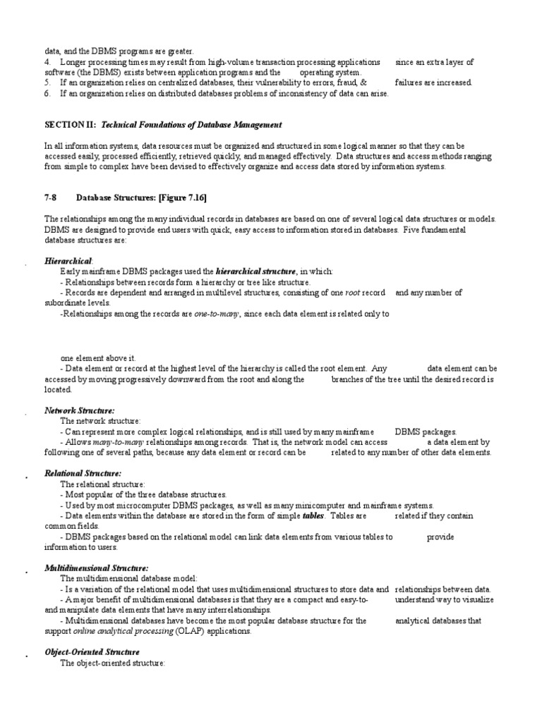 SECTION II: Technical Foundations of Database Management: Hierarchical ...