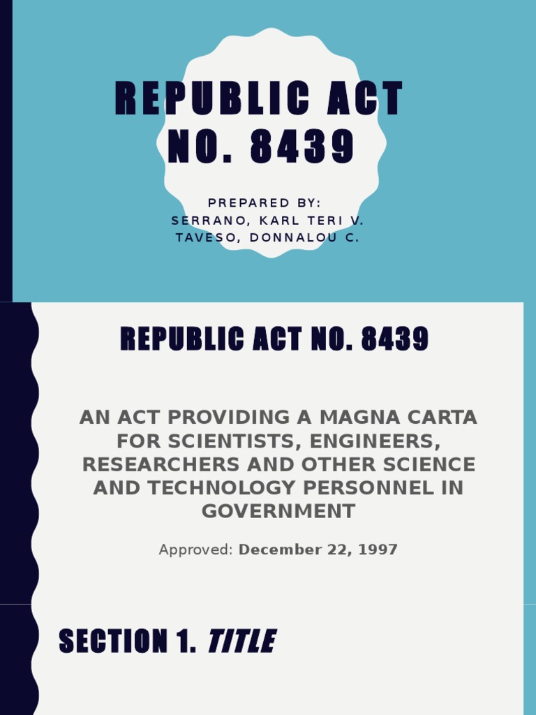 RA 8439 Magna Carta for Scientist | Postgraduate Education | Scientist ...