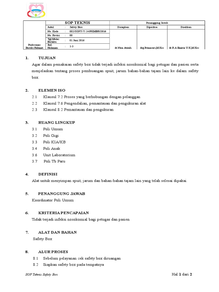 Prosedur Penggunaan Safety Box | PDF