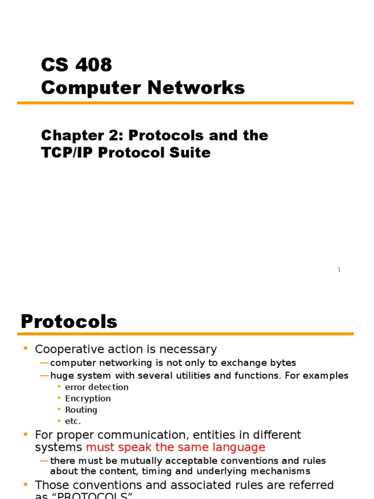CS 408 Computer Networks: Chapter 2: Protocols and The TCP/IP Protocol Suite | PDF | Internet ...