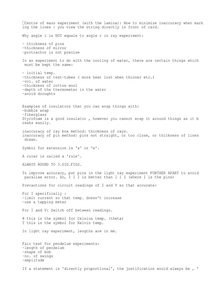 Igcse Physics Paper 6 Pdf Pendulum Physical Quantities