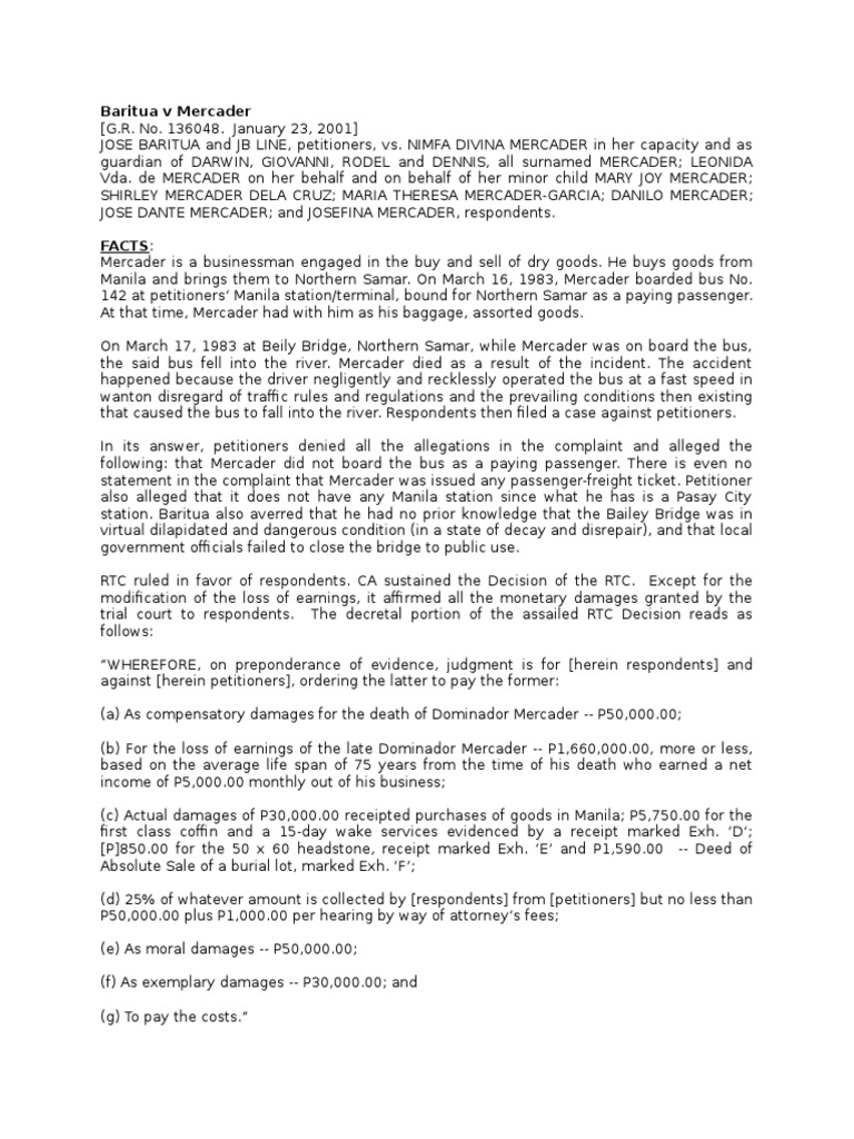 Baritua V Mercader | PDF | Damages | Government