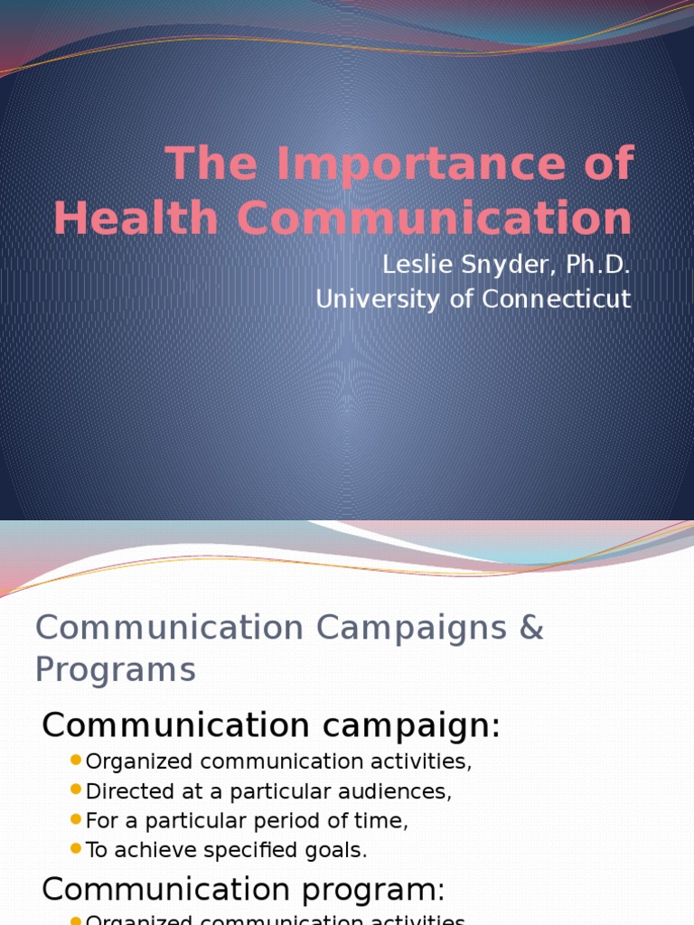 The Importance of Health Communication LeslieSnyder | PDF ...