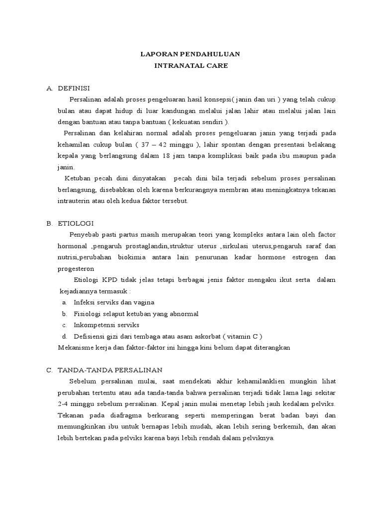 LP Persalinan Normal KPD | PDF