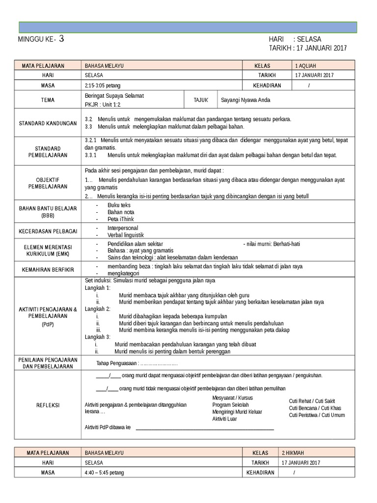 Contoh RPH BM Edit | PDF