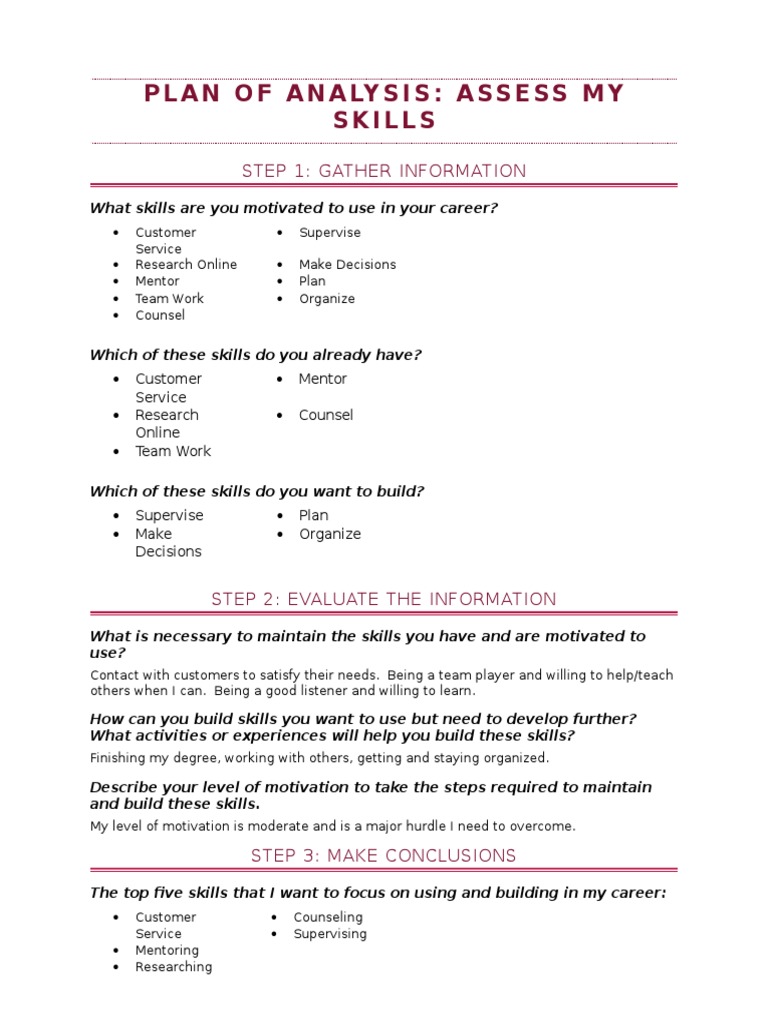 Skills Assessment and Development Plan | PDF