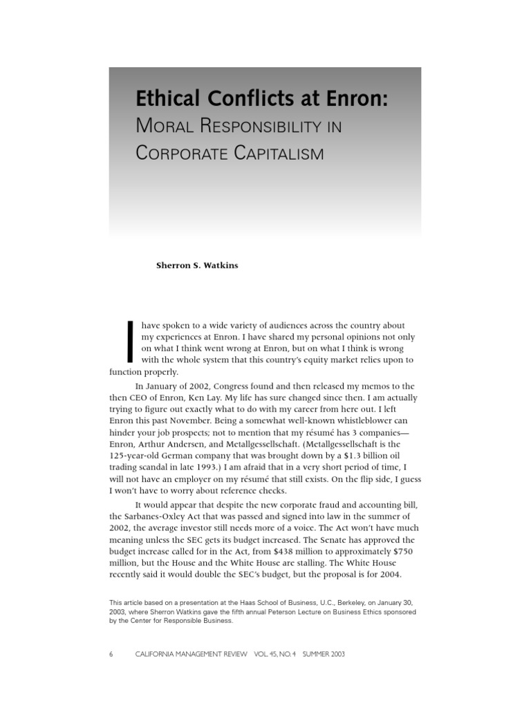 Sherron Watkins Enron PDF | PDF | Enron | U.S. Securities And Exchange ...