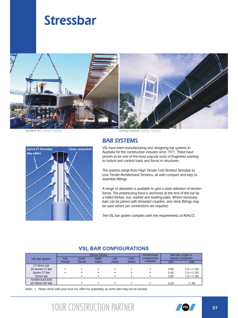 VSL Stressbar Systems Overview | PDF | Prestressed Concrete | Deep ...